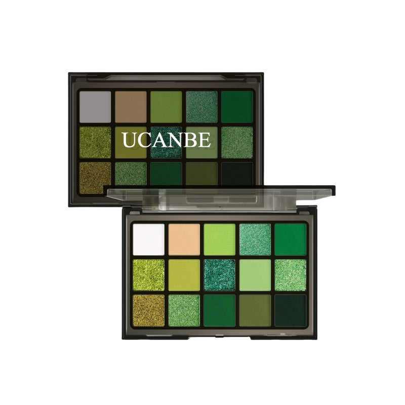 UCANBE 15 Colors Eyeshadow Palette Green Forest Chic Decent Beauty